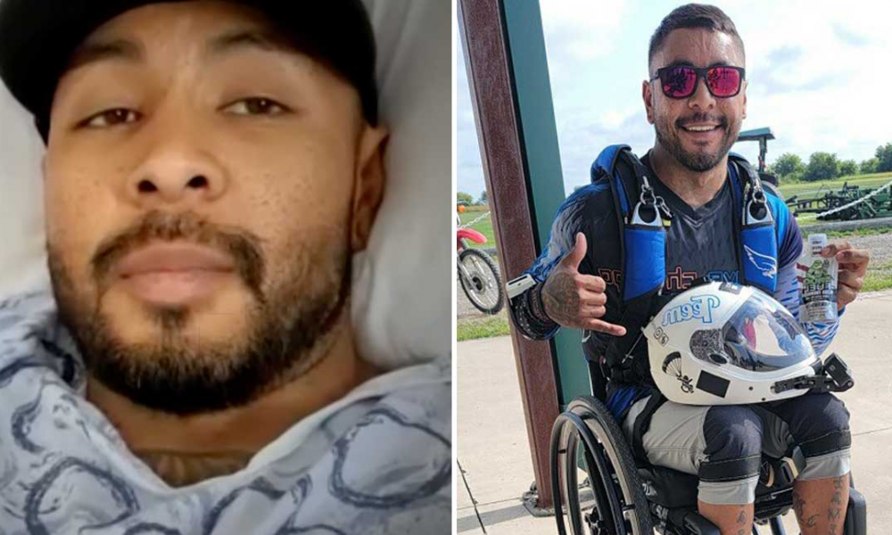 Paraplegic veteran survives freak skydiving accident after parachute ...