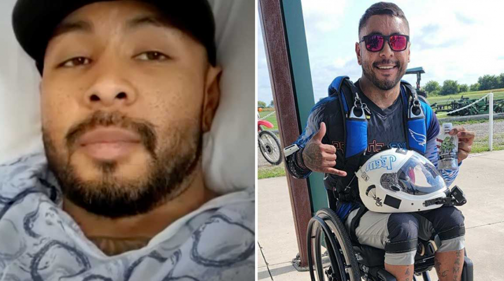 Paraplegic veteran survives freak skydiving accident after parachute ...